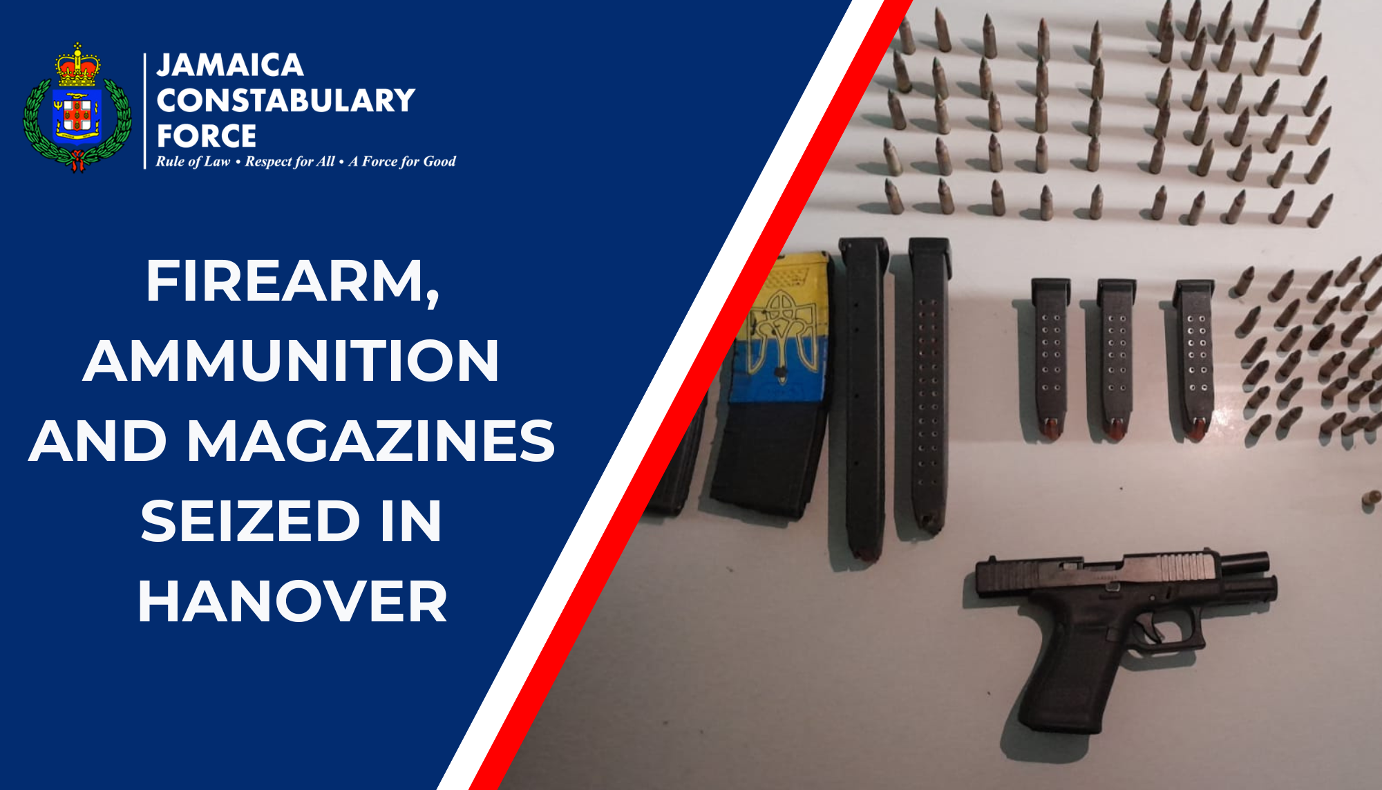 Firearm, Ammunition and Magazines seized in Hanover - Jamaica Constabulary Force