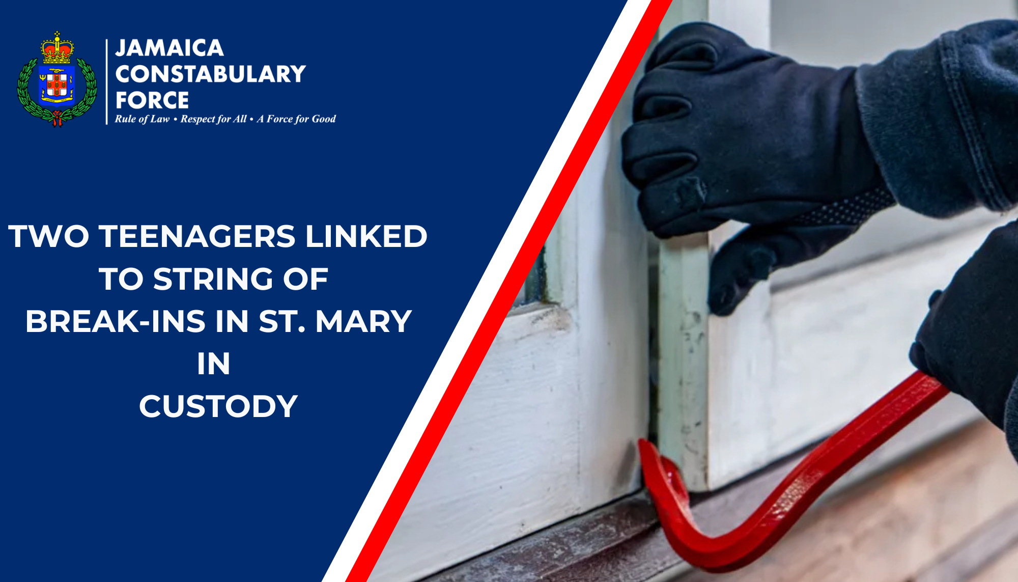 TWO TEENAGERS LINKED TO STRING OF BREAK-INS IN ST. MARY IN CUSTODY ...