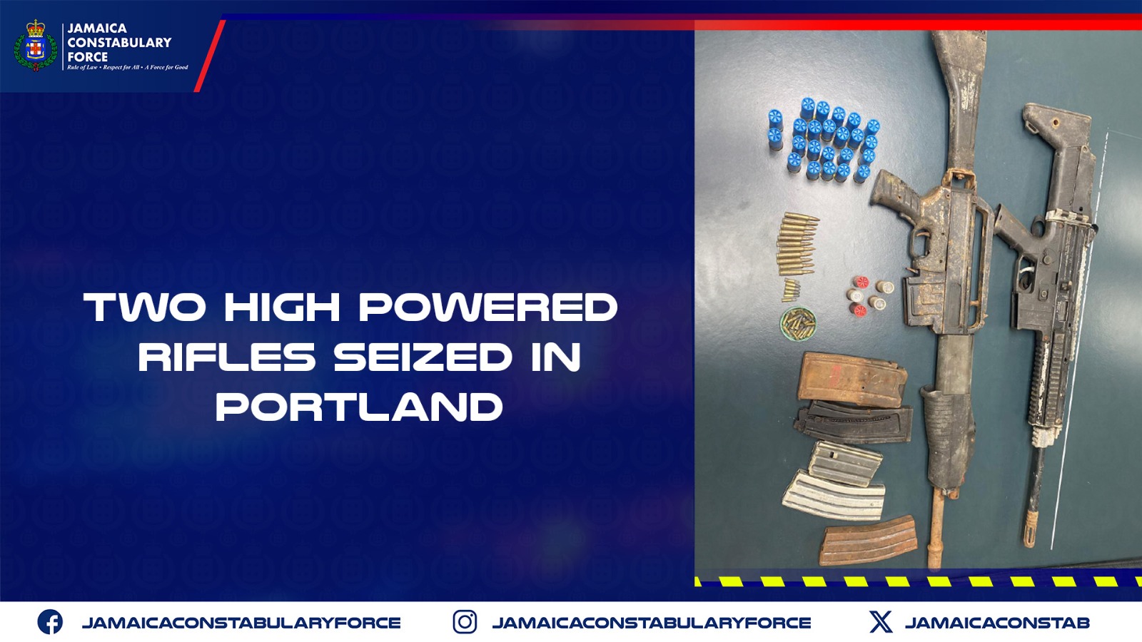 Two High Powered Rifle Seized in Portland - Jamaica Constabulary Force