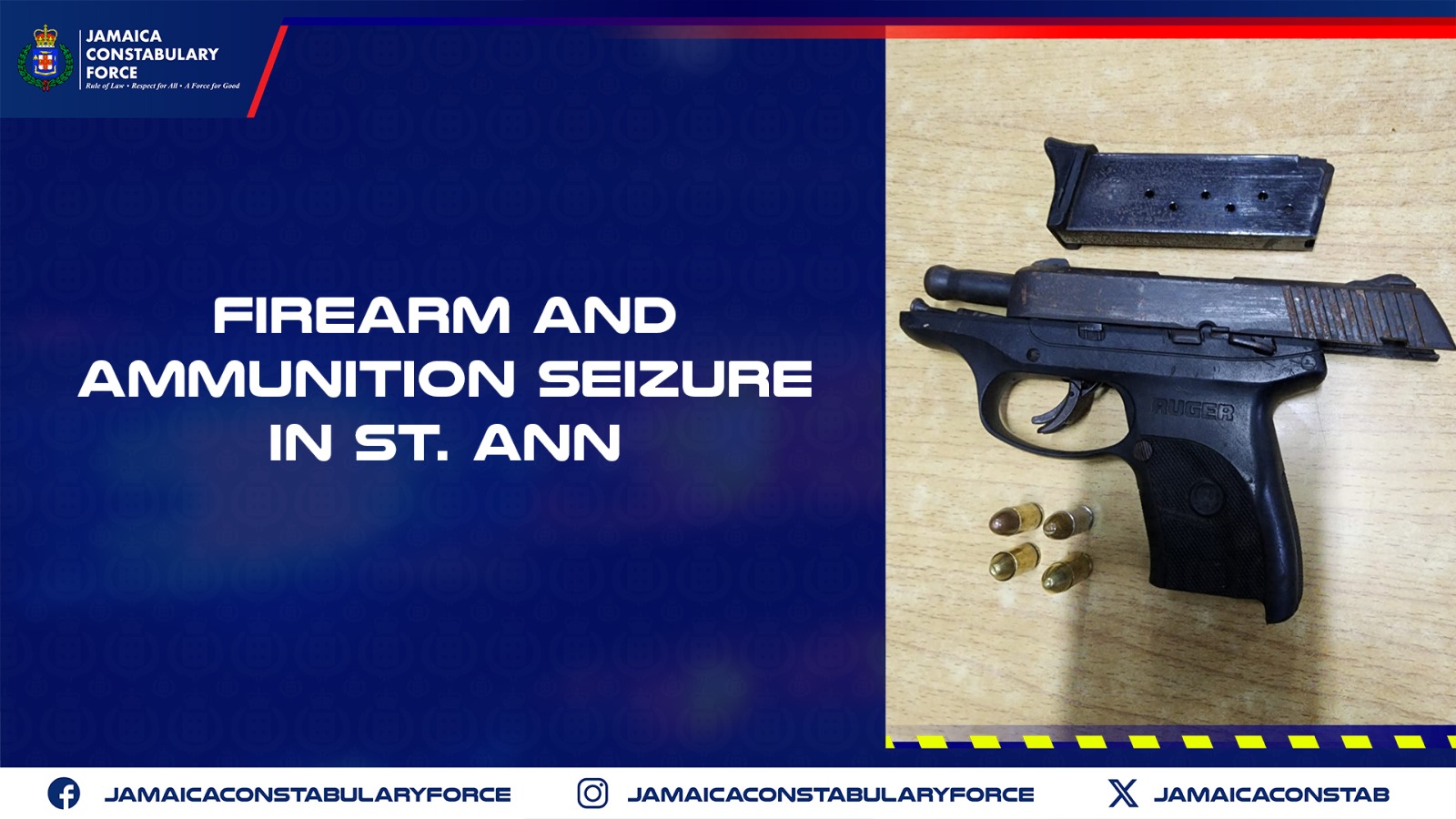 Firearm and Ammunition Seizure in St. Ann - Jamaica Constabulary Force