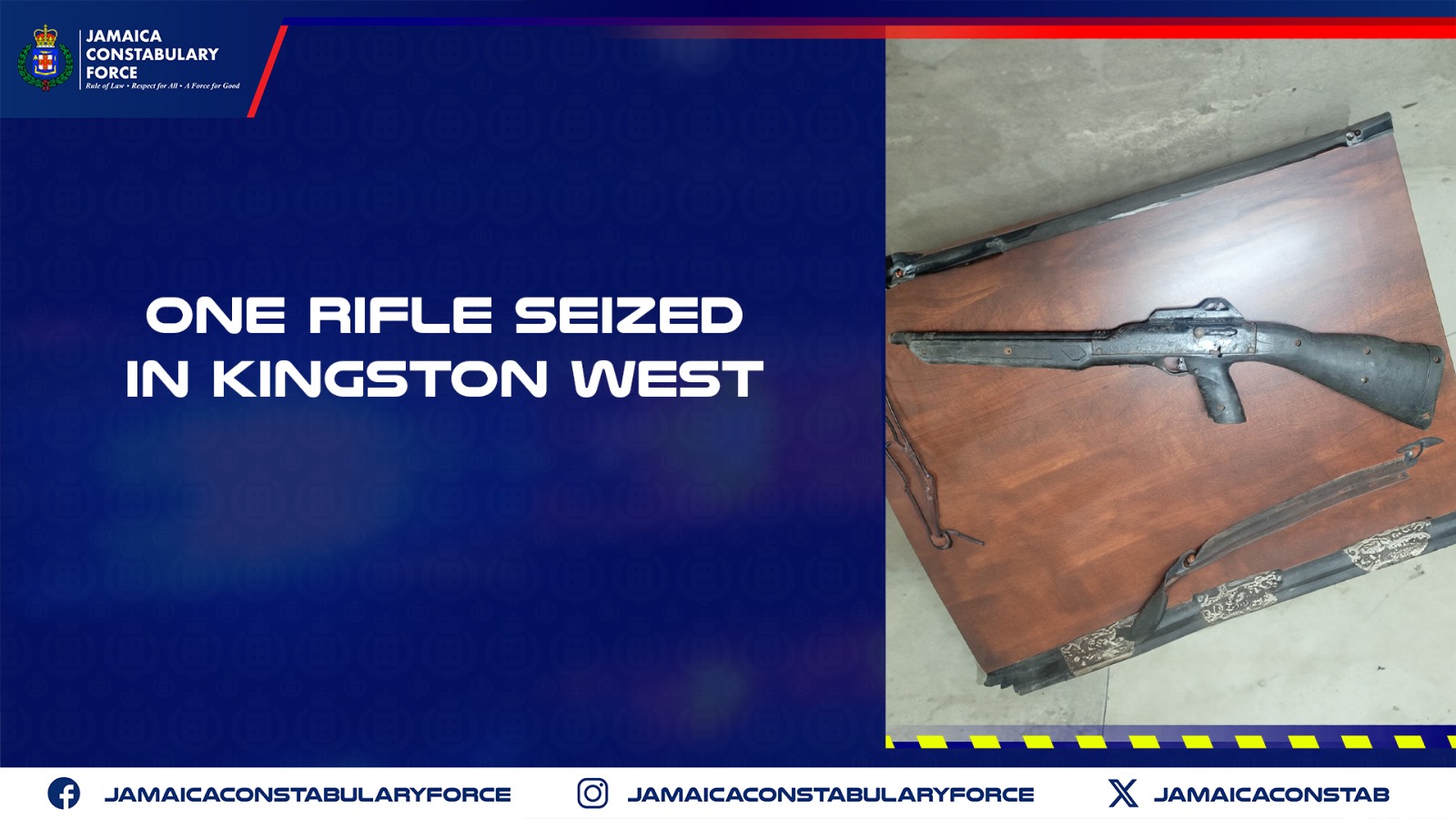 One Rifle Seized in Kingston West - Jamaica Constabulary Force