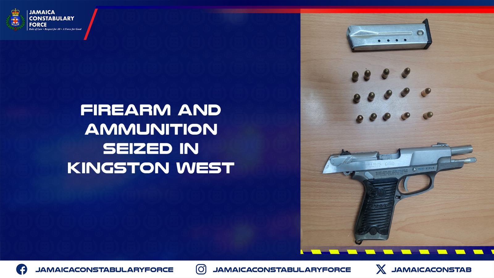 Firearm and Ammunition Seized in Kingston West - Jamaica Constabulary Force