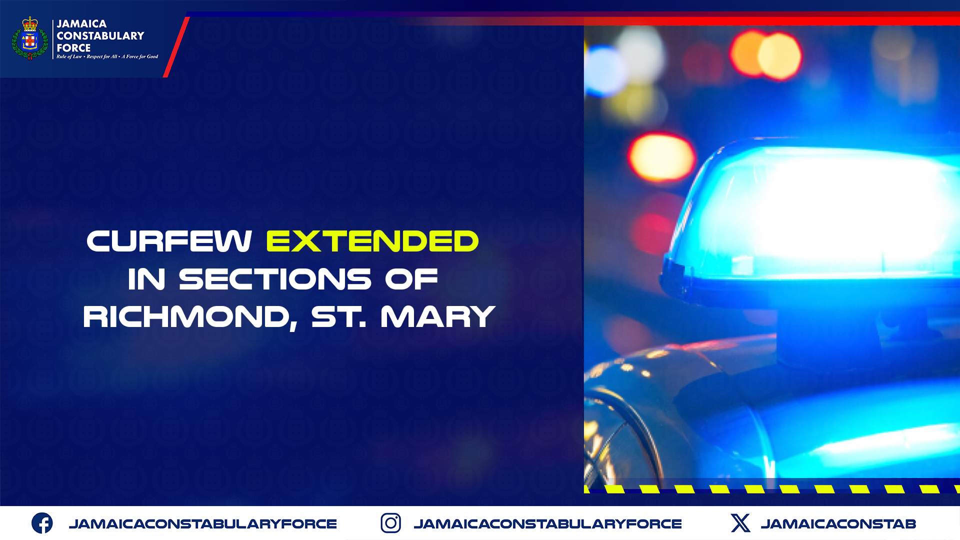 48-Hour Curfew Imposed in Sections of Richmond, St. Mary - Jamaica Constabulary Force