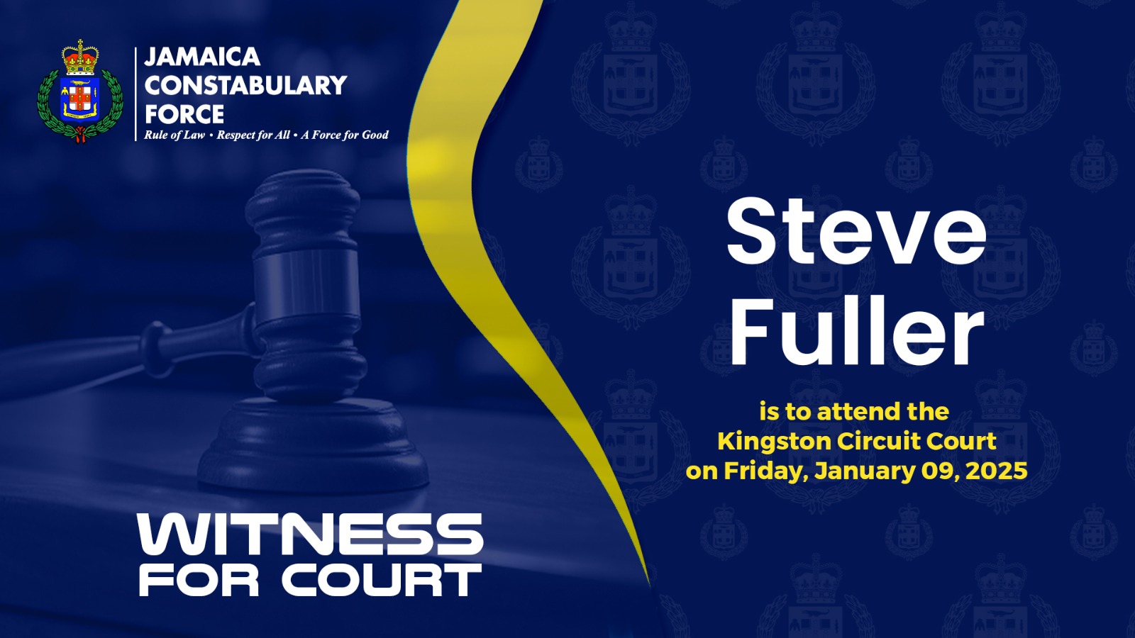 Police Seek Witness to Court - Jamaica Constabulary Force