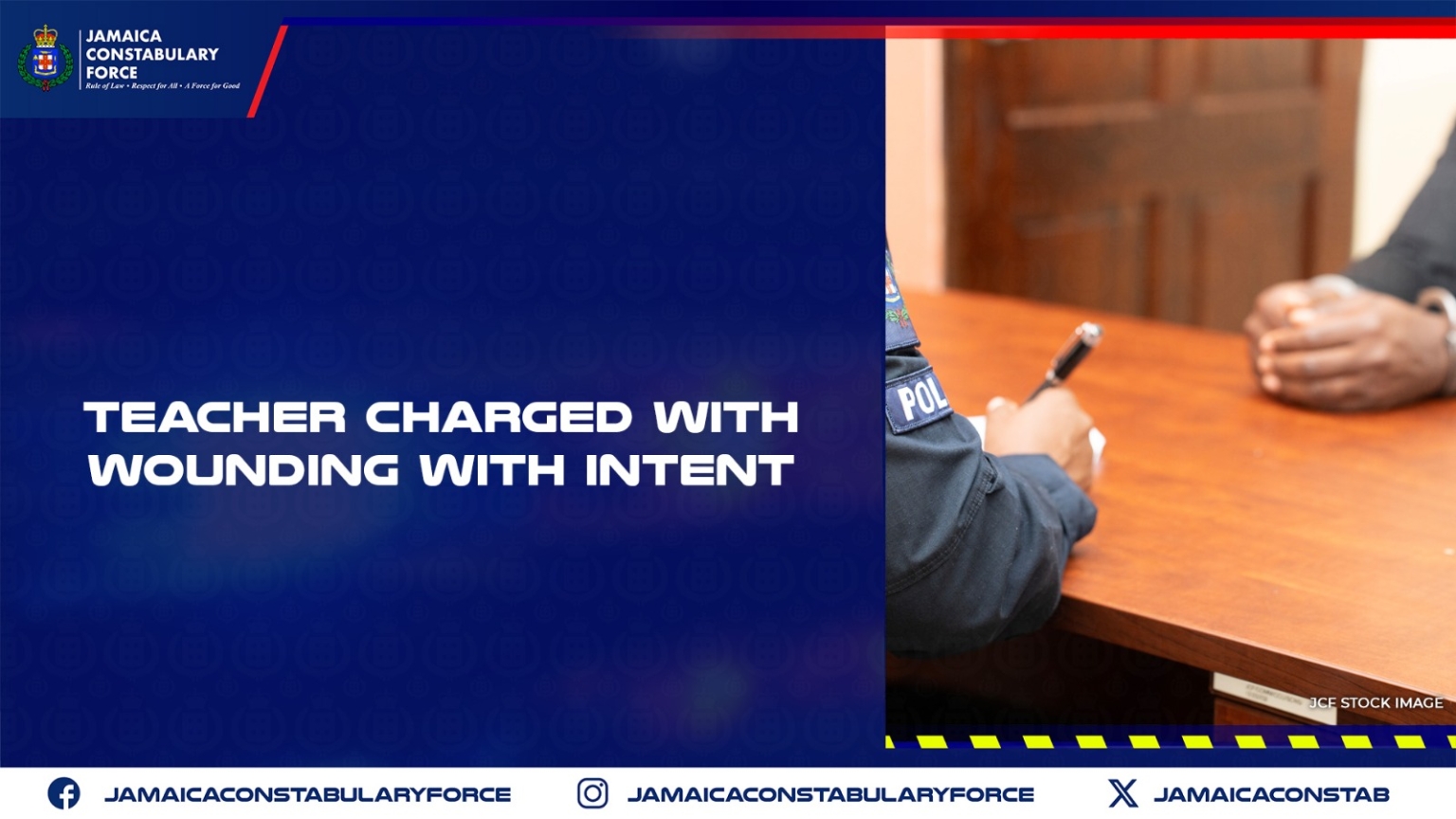 Teacher Charged with Wounding with Intent - Jamaica Constabulary Force