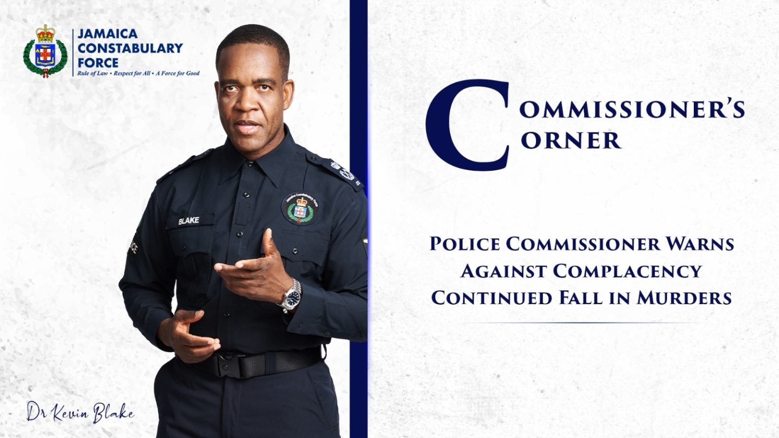 Police Commissioner Warns Against Complacency Continued Fall in Murders ...